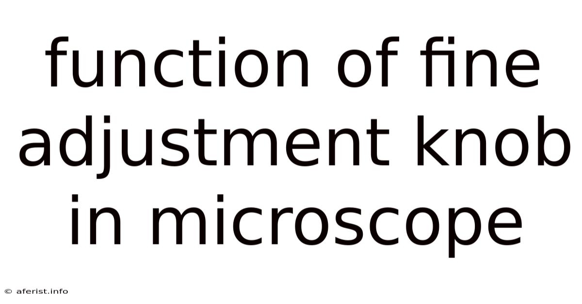 Function Of Fine Adjustment Knob In Microscope