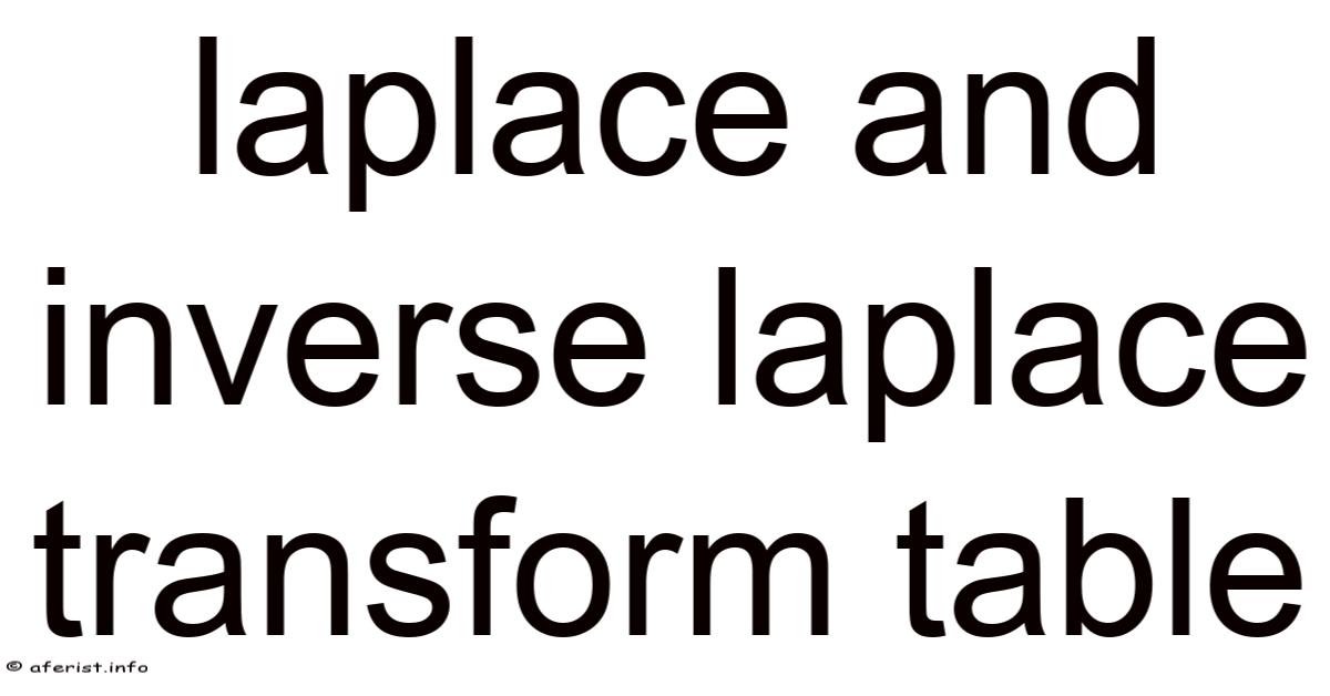 Laplace And Inverse Laplace Transform Table