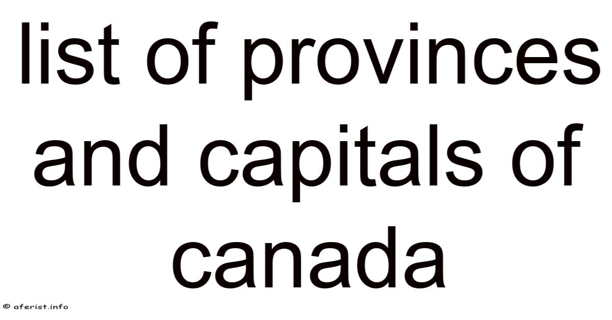 List Of Provinces And Capitals Of Canada