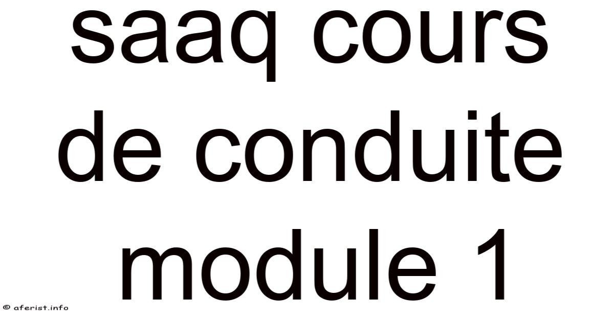 Saaq Cours De Conduite Module 1